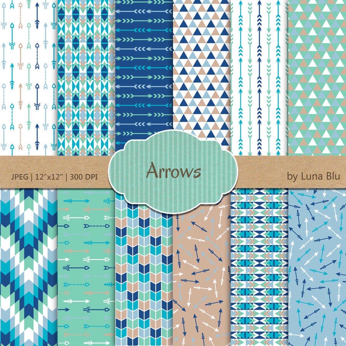 Arrows Digital Paper: arrow Patterns Pantone | Etsy