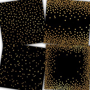Gold Confetti Digital Paper: "black and Gold Confetti" Black and Gold ...