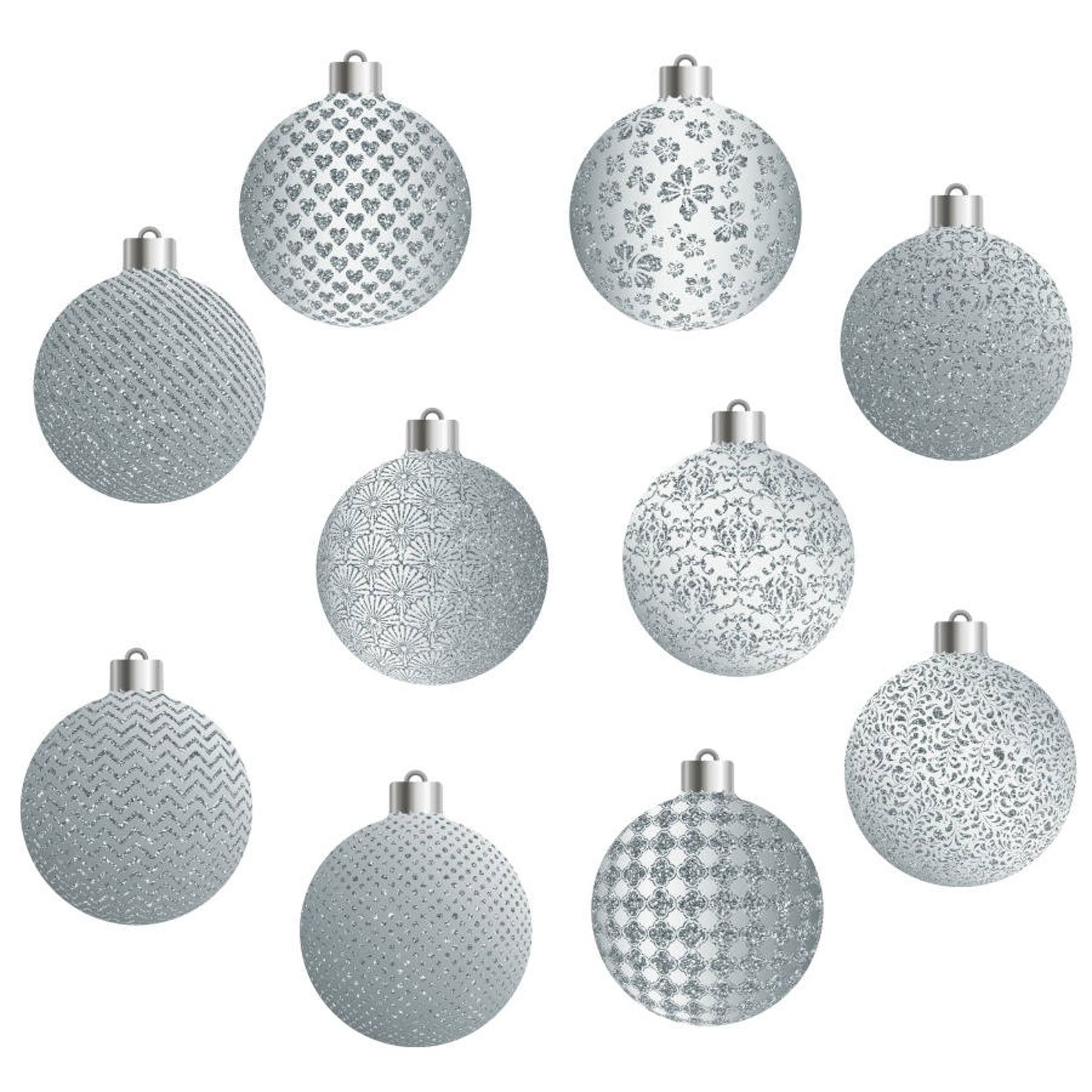 Silver Christmas Clipart Silver Christmas Ornaments Silver - Etsy