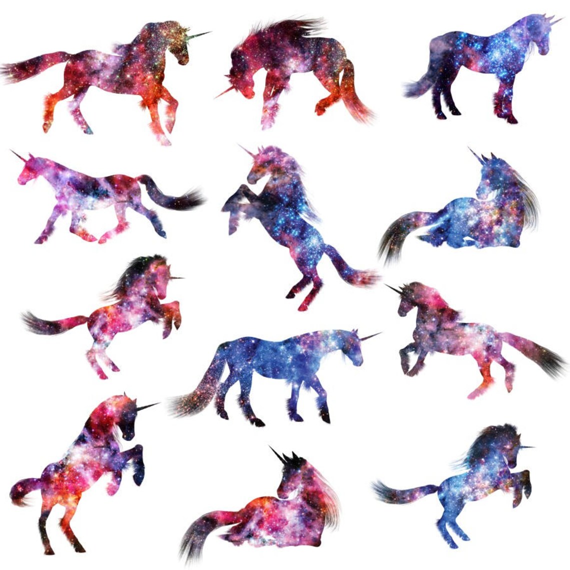 Unicorn Clipart: cosmic Unicorns Galaxy Unicorn - Etsy