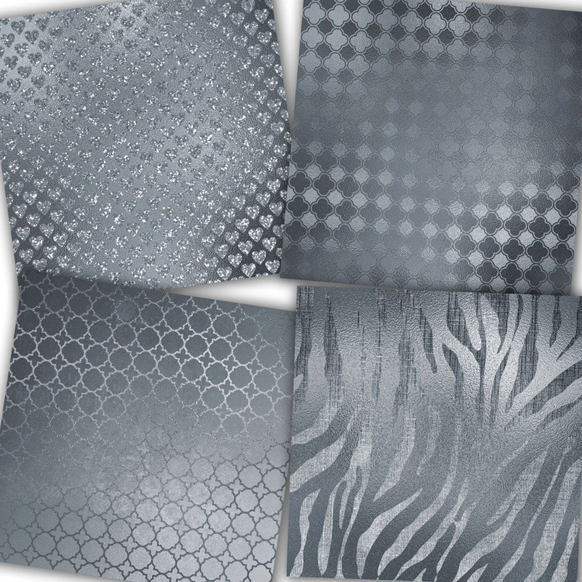 Silver Foil Digital Paper: Metallic Texture Backgrounds (JPG, 12x12) - Etsy