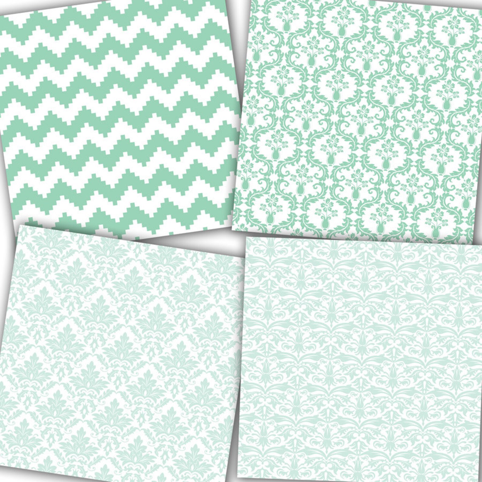 Mint Digital Paper: mint Patterns Mint Green | Etsy