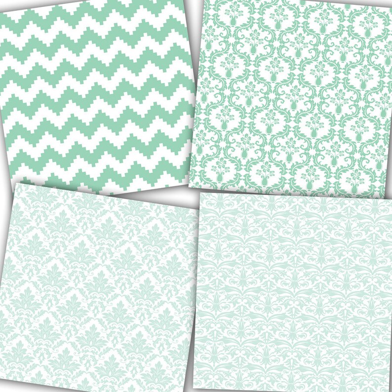 Mint Digital Paper: mint Patterns Mint Green | Etsy