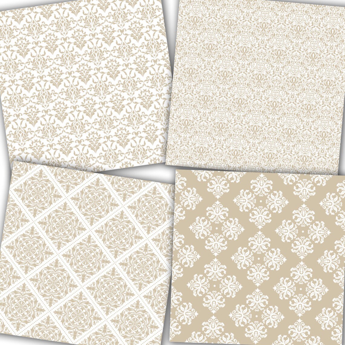 Tan Damask Digital Paper: tan Damask Patterns Tan - Etsy