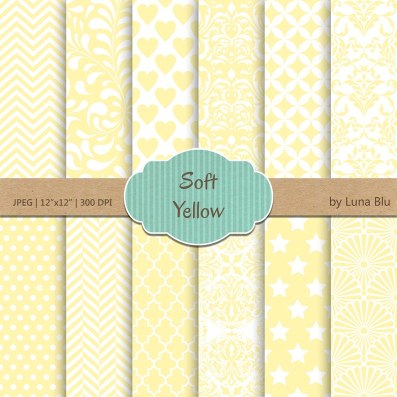 Soft Yellow Digital Paper: Baby Yellow Patterns | Etsy