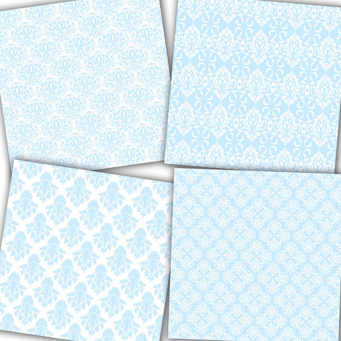 Baby Blue Digital Paper: baby Blue Damask Soft - Etsy