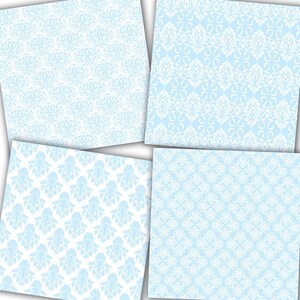 Baby Blue Digital Paper: "baby Blue Damask " Soft Blue, Pale Blue ...