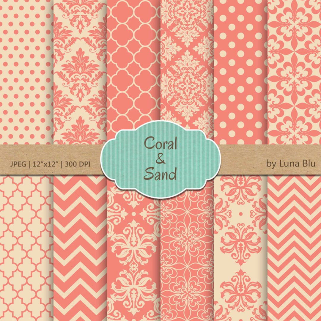 Coral and Sand Digital Paper: "coral and Sand Patterns " Coral ...