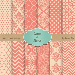 Coral and Sand Digital Paper: "coral and Sand Patterns " Coral ...