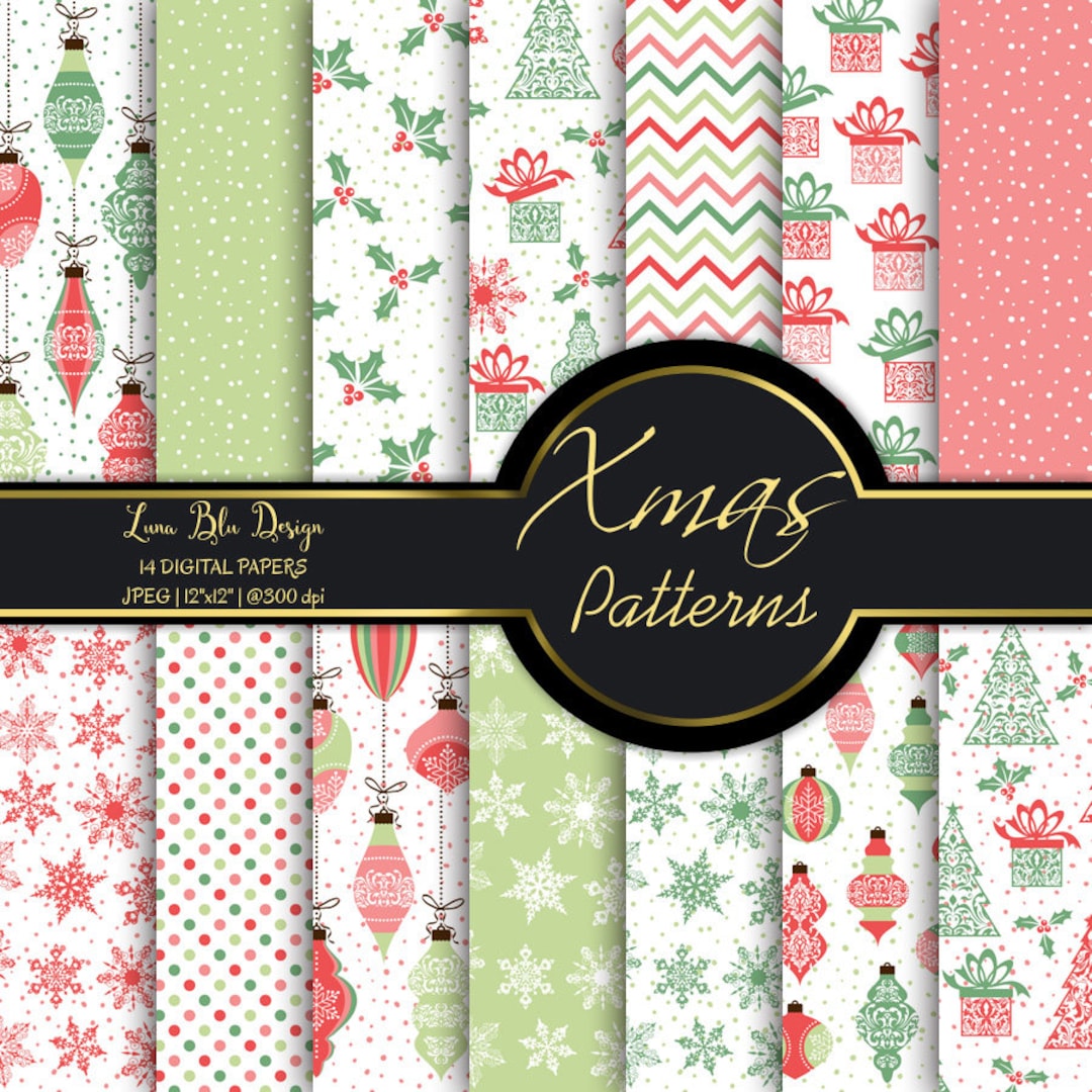 Christmas Digital Paper: Holiday Scrapbook Backgrounds (12x12, 300dpi ...