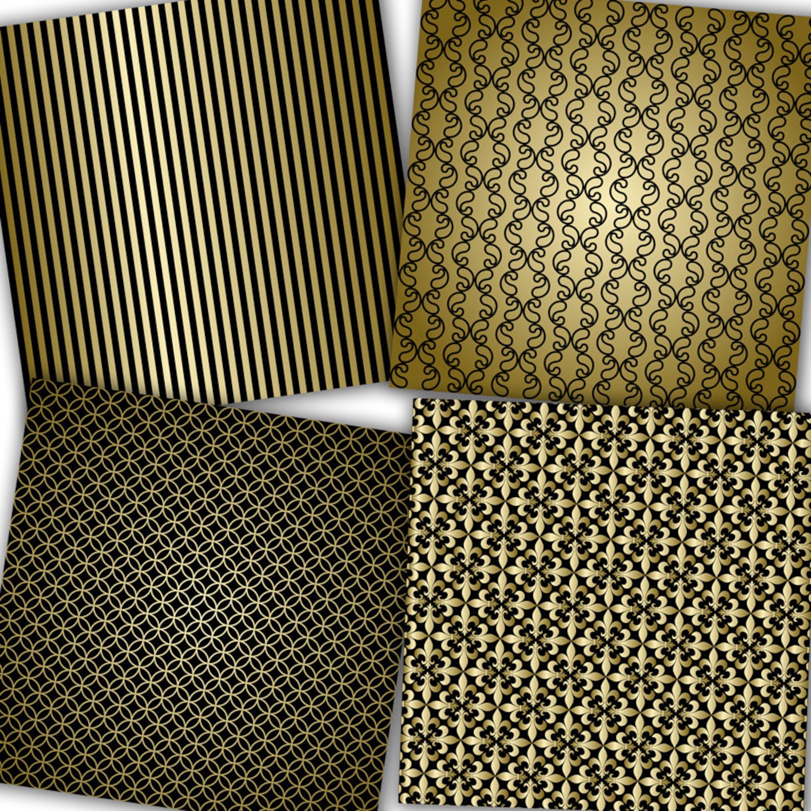 Black and Gold Digital Paper: black and Gold Patterns - Etsy