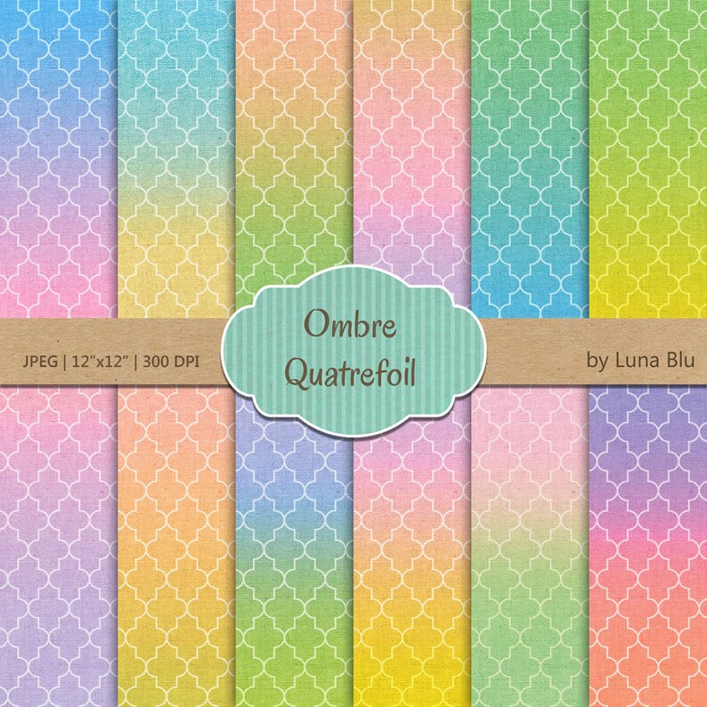Quatrefoil Digital Paper Pack: ombre Quatrefoil | Etsy