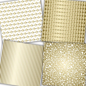 White and Gold Wedding Digital Paper: "white and Gold Patterns ...