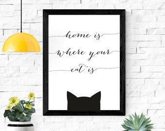 Printable Wall Decor, Printable Cat Wall Art, Instant Download, DIY Cat ...