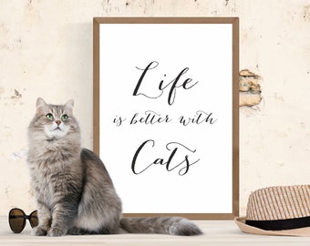 Printable Wall Decor, Printable Cat Wall Art, Instant Download, DIY Cat ...