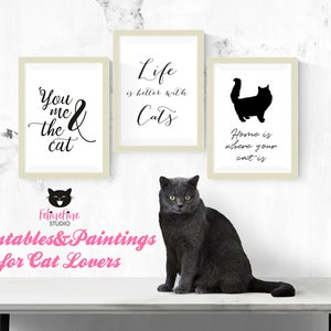 Printable Wall Decor, Printable Cat Wall Art, Instant Download, DIY Cat ...
