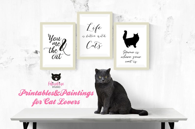 Printable Wall Decor, Printable Cat Wall Art, Instant Download, DIY Cat ...