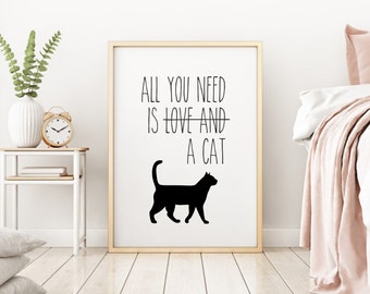 Printable Wall Decor, Printable Cat Wall Art, Instant Download, DIY Cat ...