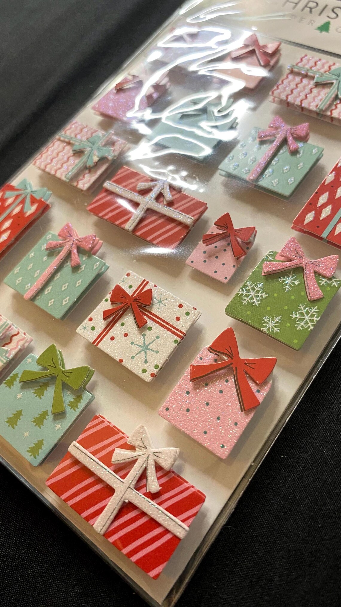 20 Festive 3D Christmas Gift Shaped Stickers for Scrapbooking, Gift ...