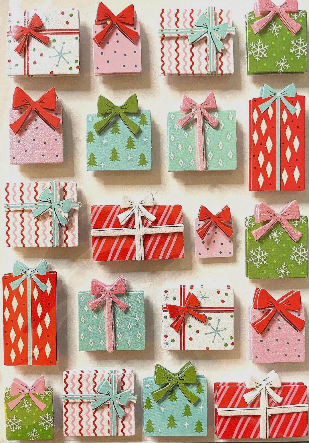 20 Festive 3D Christmas Gift Shaped Stickers for Scrapbooking, Gift ...
