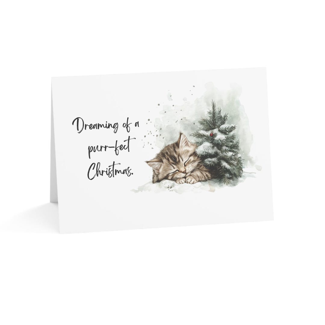 Cat Christmas Cards, Holiday Card Set of 10 - Cute and Festive Greeting ...
