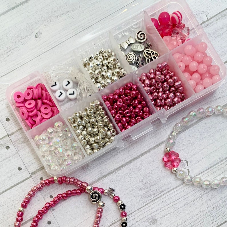 DIY Shades of Pink Rose Bracelet Kit Stretchy Bracelet Bead - Etsy