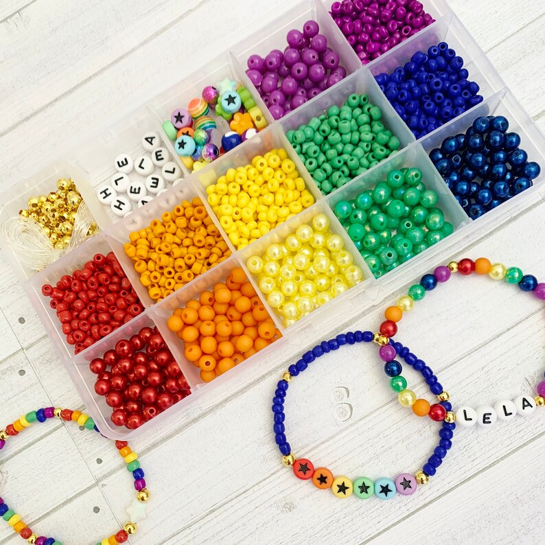 DIY Rainbow Stretch Bracelet Kit Stretchy Bracelet Bead Kit - Etsy