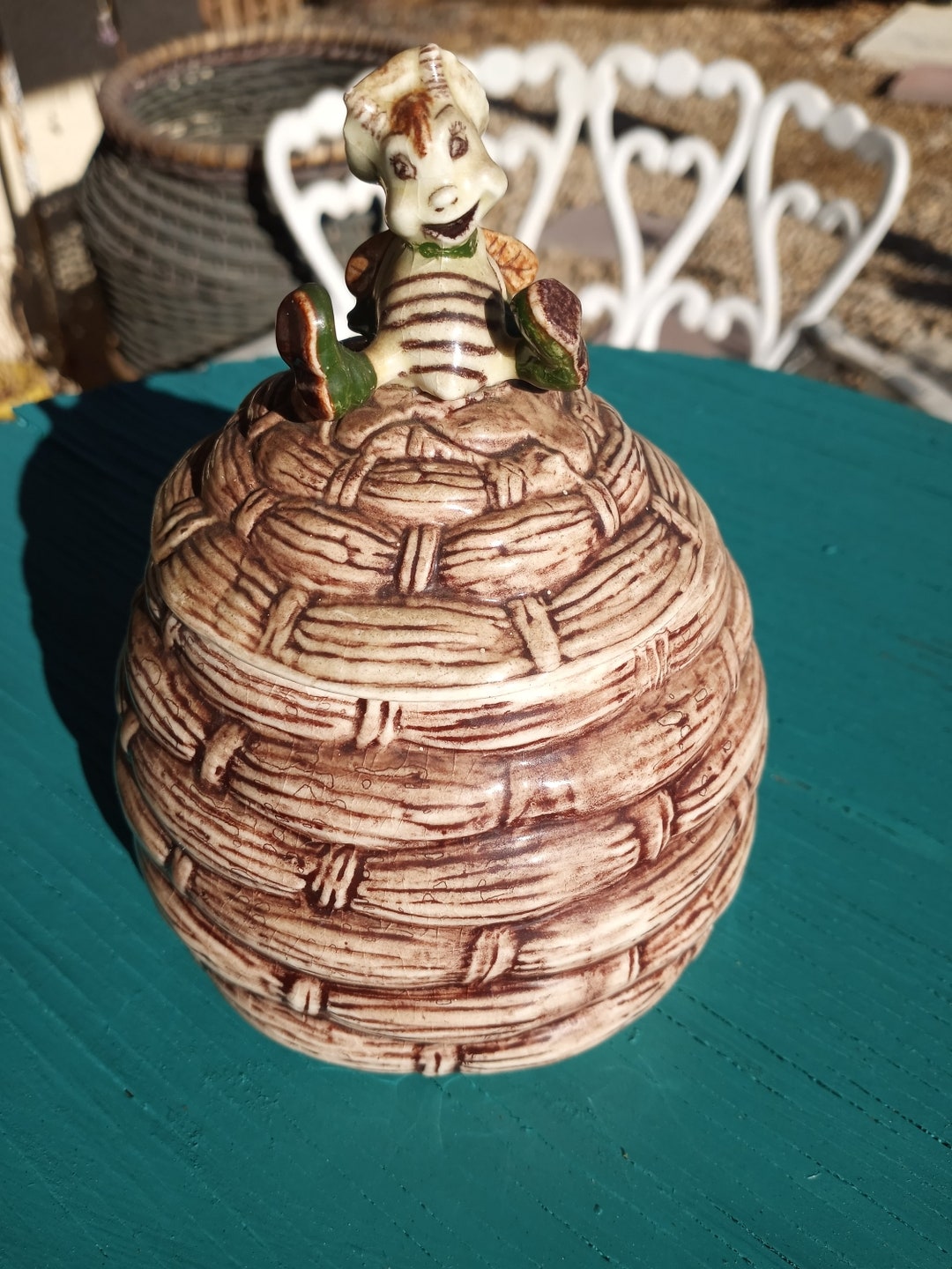 Honey Pot With Bee Finial - Vintage - Etsy