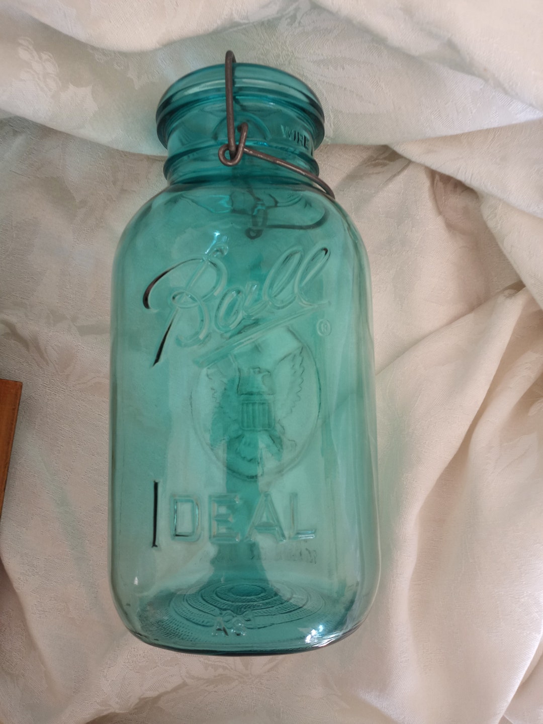 Ball Jar With Wire Bale Bicentennial A8 Turquoise With Gall Lid - Etsy