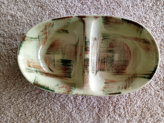 Vernon Ware Vintage raffia Pattern Divided Dish - Etsy