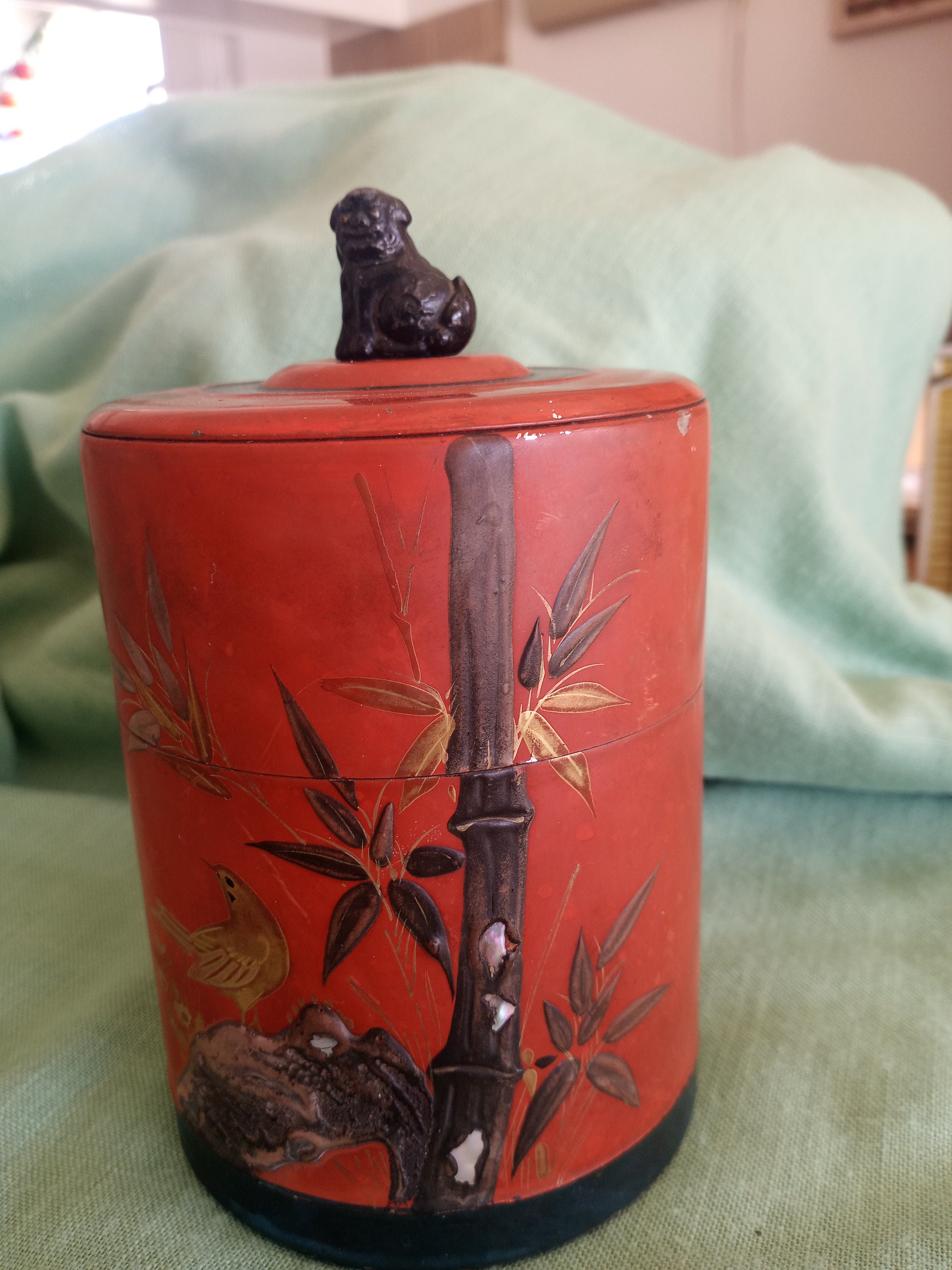 Japanese Vintage 3 Part Humidor Inlaid Nacre Hand Painted - Etsy