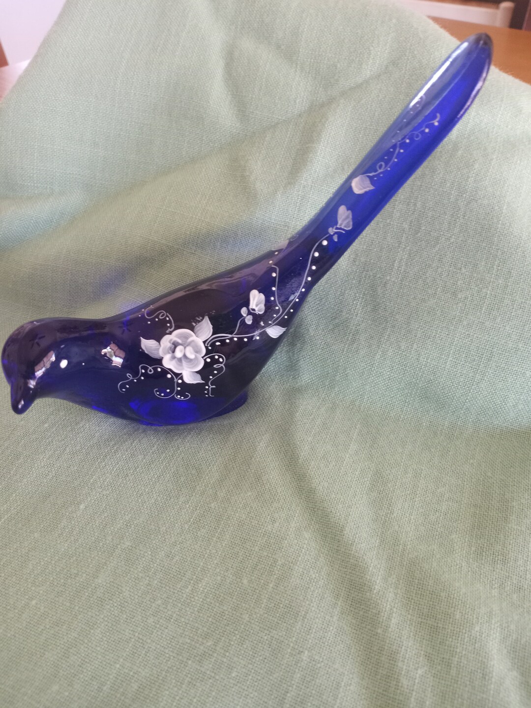 Fenton Cobalt Blue Bird of Happiness - Hand Painted and Artist Signed ...