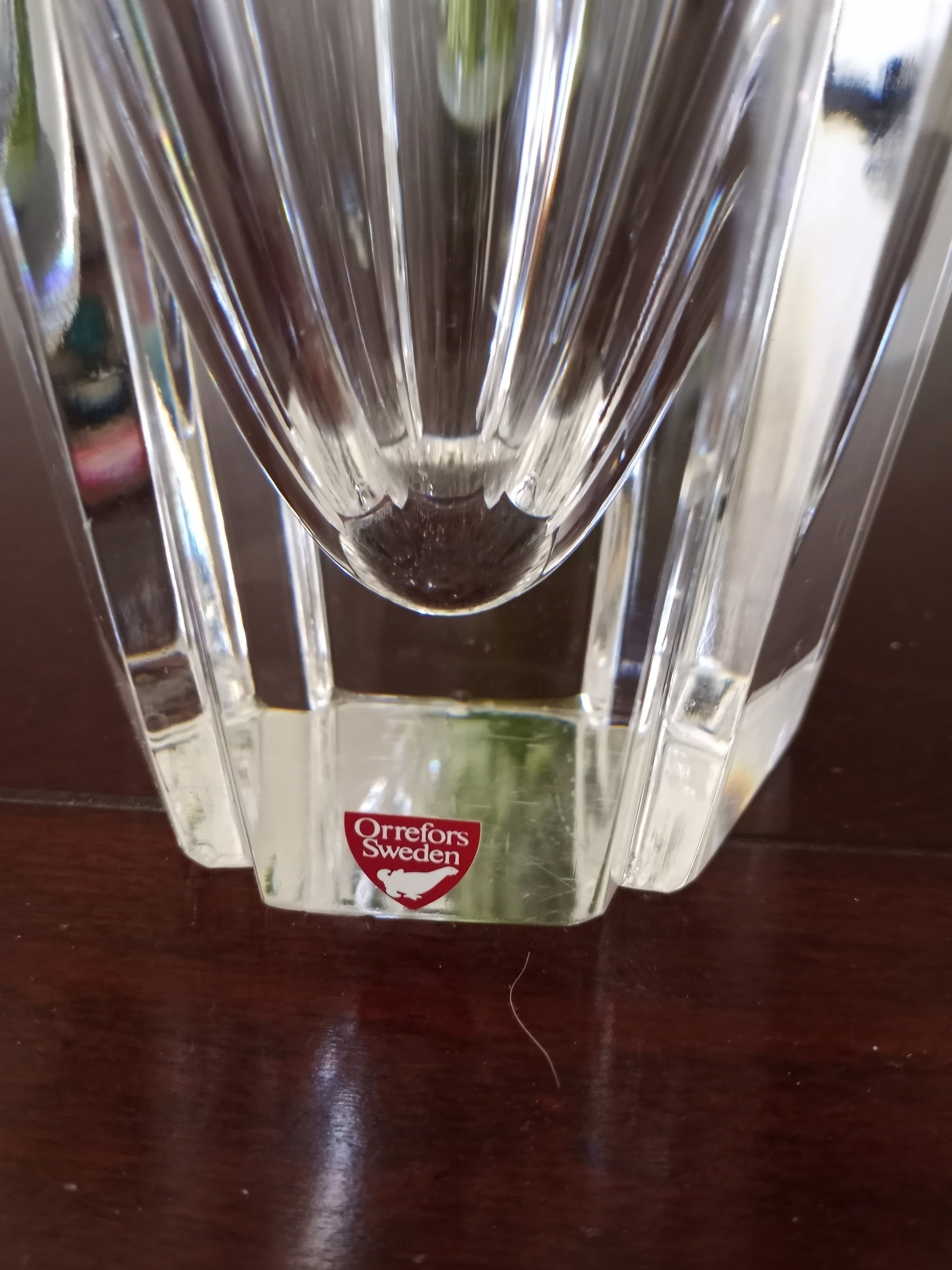 Orrefors corona Pattern Crystal Vase Signed and Numbered Approx. 7 3/4 ...