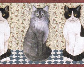 Cat wall border | Etsy