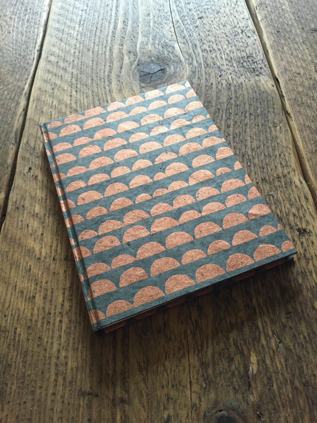Handmade Paper Address Book, Copper Half Moon/slate Blue - Etsy
