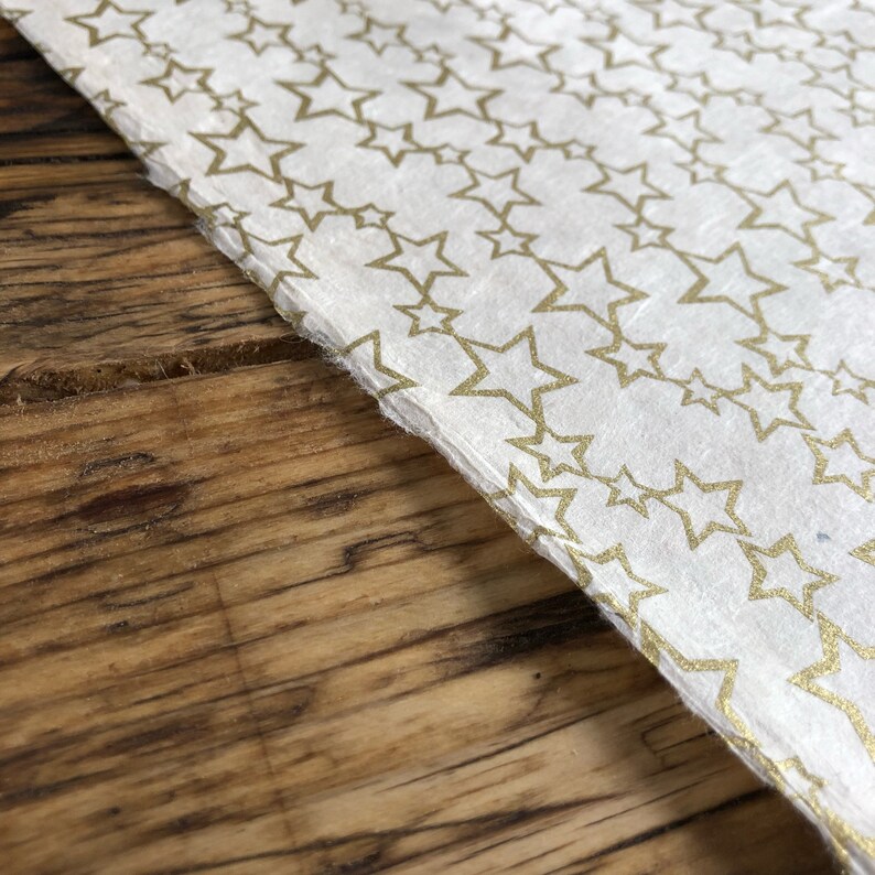 Gold Star Handmade Wrapping Paper/ Gift Wrap Ivory - Etsy