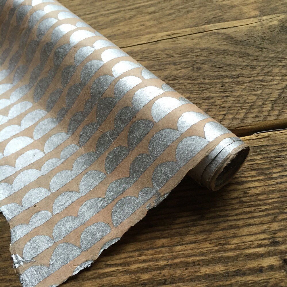 Silver Half Moon Wrapping Paper. Handmade Lokta Paper. Wedding - Etsy