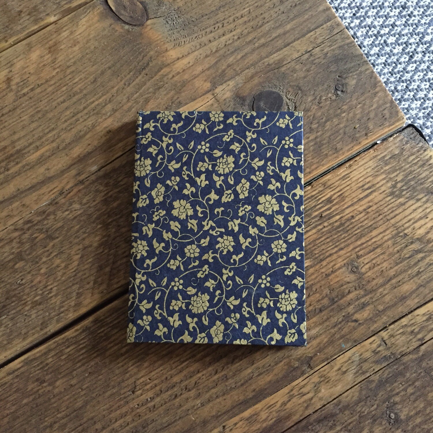 Handmade Lokta Paper Address Book, Gold & Indigo Oriental Print - Etsy