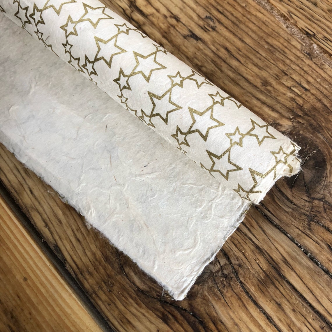 Gold Star Handmade Wrapping Paper/ Gift Wrap Ivory - Etsy
