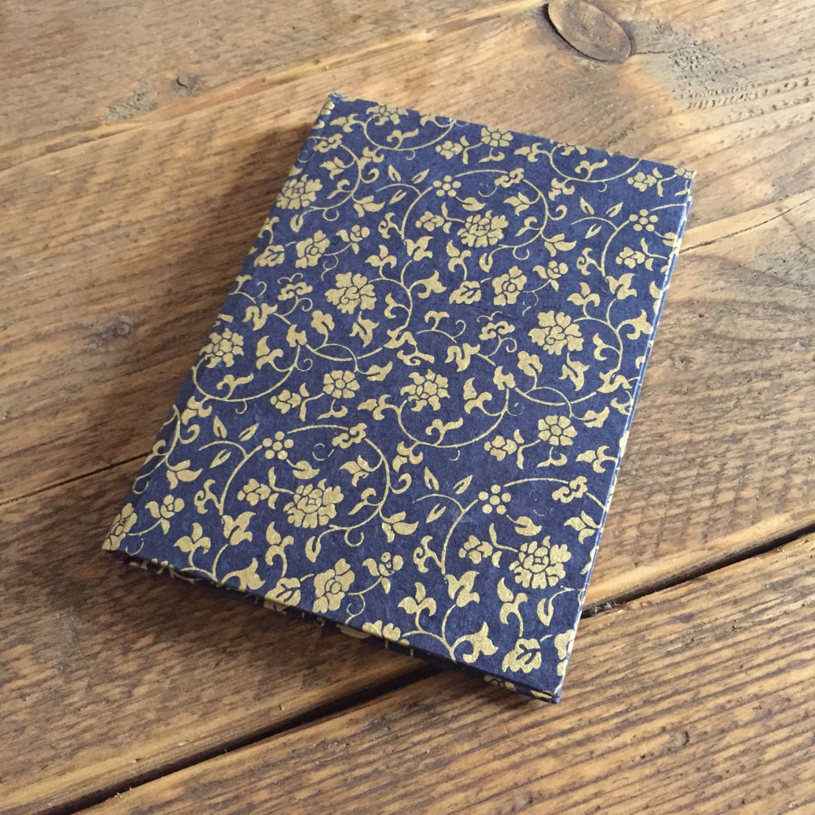 Handmade Lokta Paper Address Book, Gold & Indigo Oriental Print - Etsy