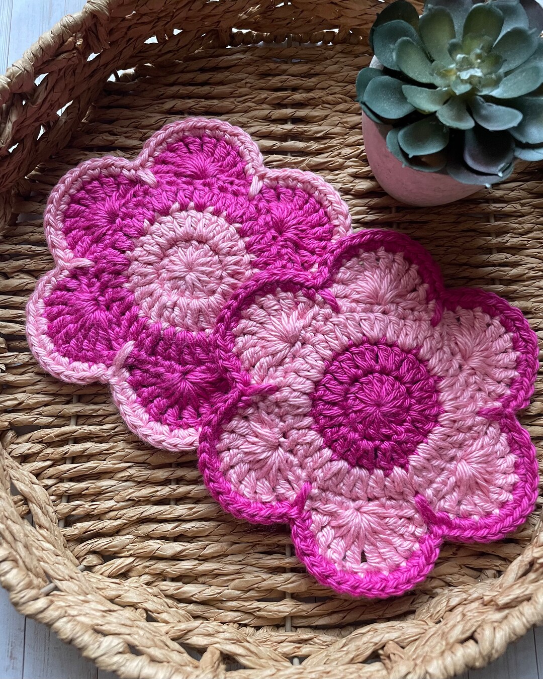 Daisy Flower Coaster Set | Crochet Flower Set | Crochet Daisy Coasters ...
