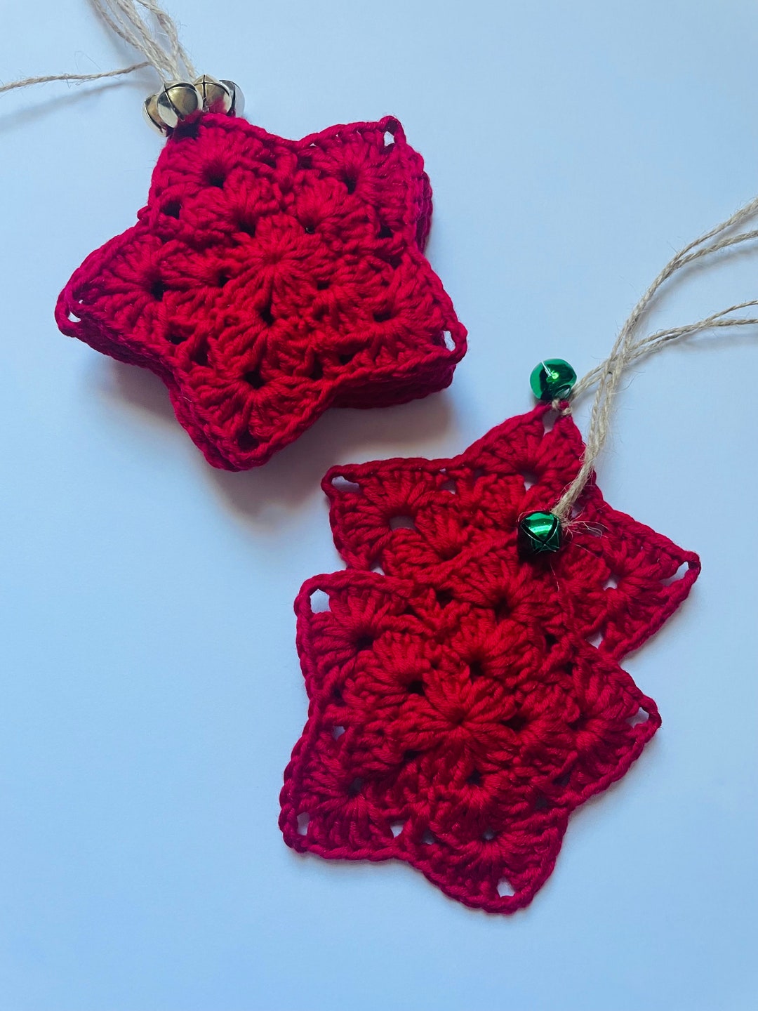 Set of 6 Handcrafted Stars L Crocheted Stars Star Tag Star Ornament ...