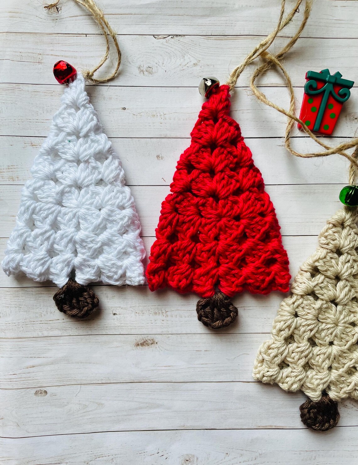 Set of 4 Handcrafted Crochet Christmas Trees L Christmas Tree Ornament ...