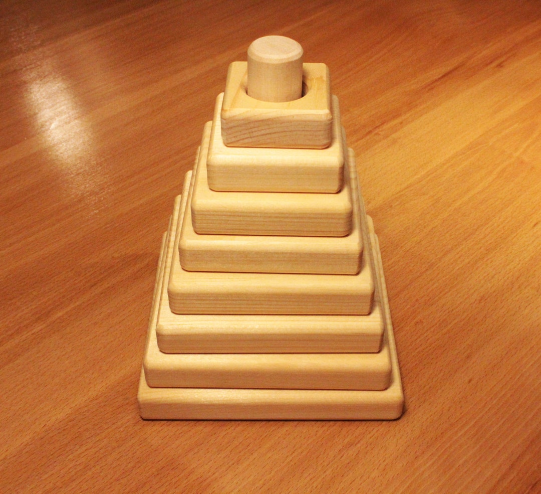 Wooden Stacking Toy, Natural Wood Toy, Tower of Rings, Ring Tower ...