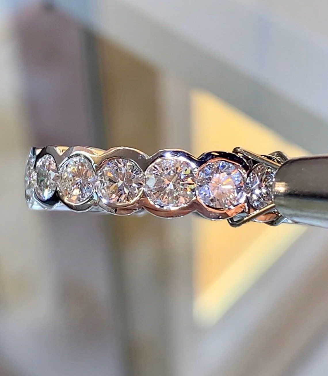 2.50CT Diamond Round Brilliant Half Bezel Eternity Band - Etsy