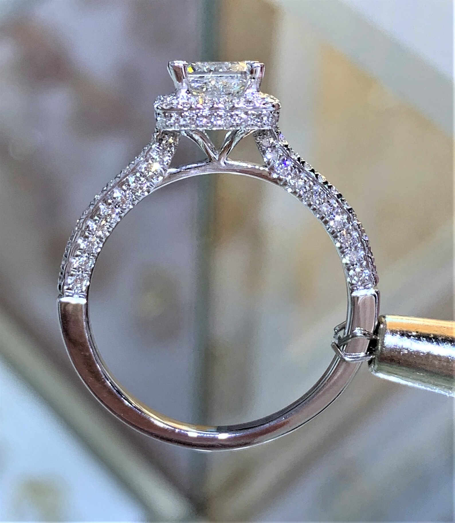 0.75CT Diamond Princess Cut 2D Halo 3D Band 1.25CT Total | Etsy