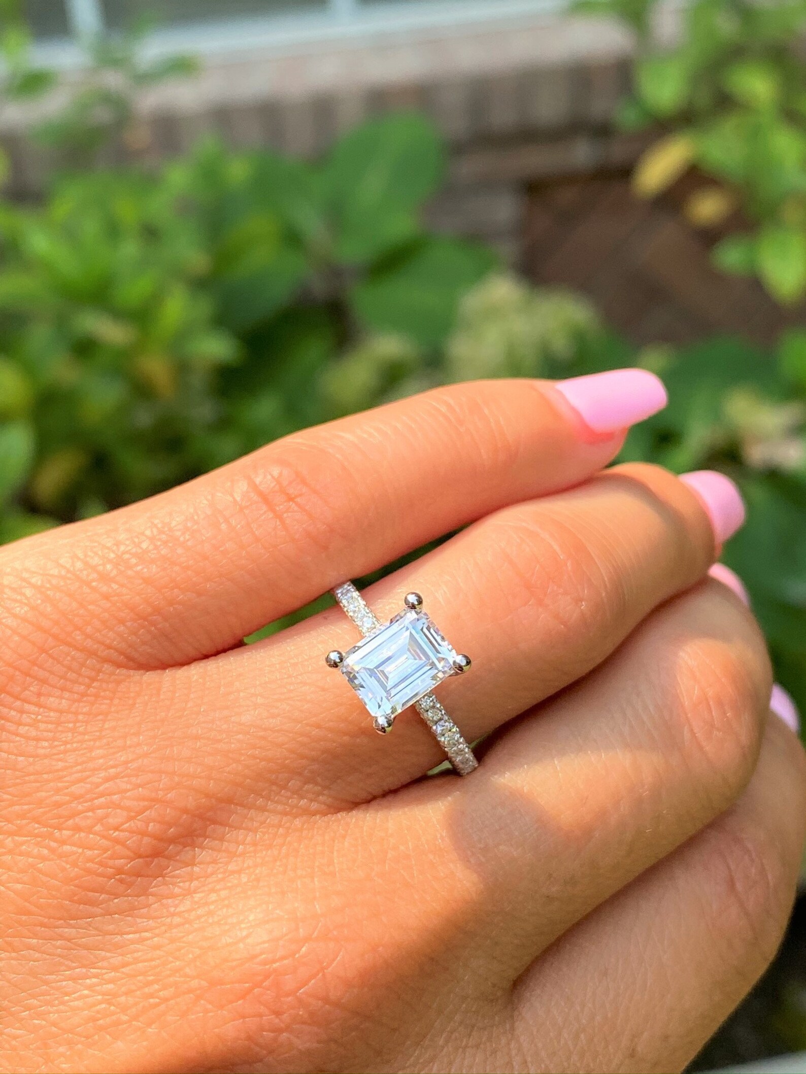 1.50CT Diamond Emerald Cut Shape Double Under Hidden Halo | Etsy