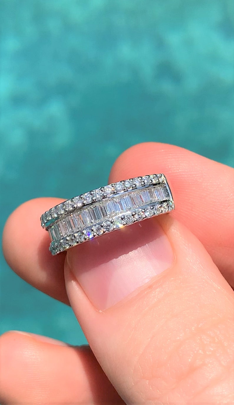 1.50CT Diamond Baguette & Round Cut Wedding Band Anniversary | Etsy