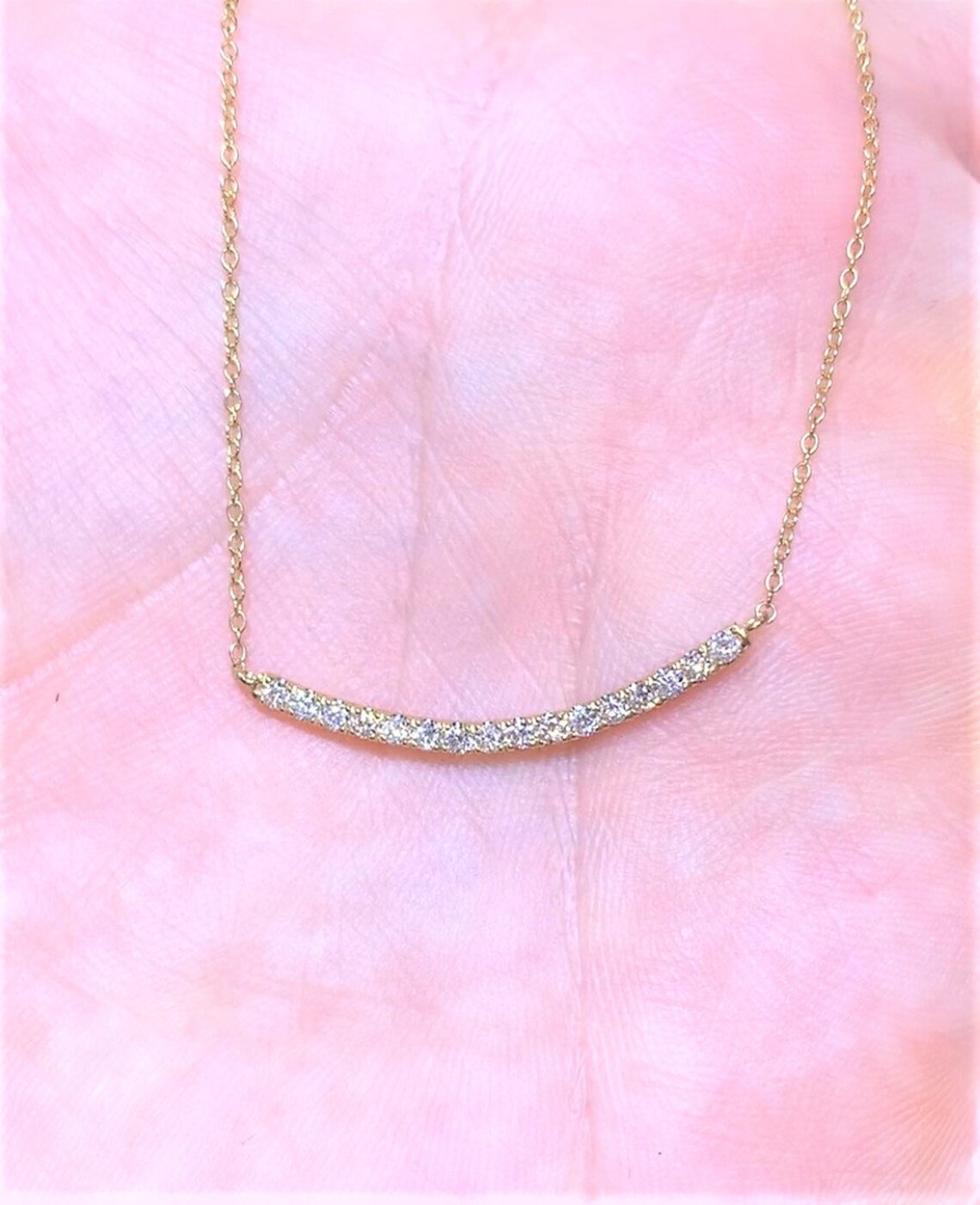 0.40CT Diamond Bar Necklace U Shaped Curved Dainty Pendant - Etsy