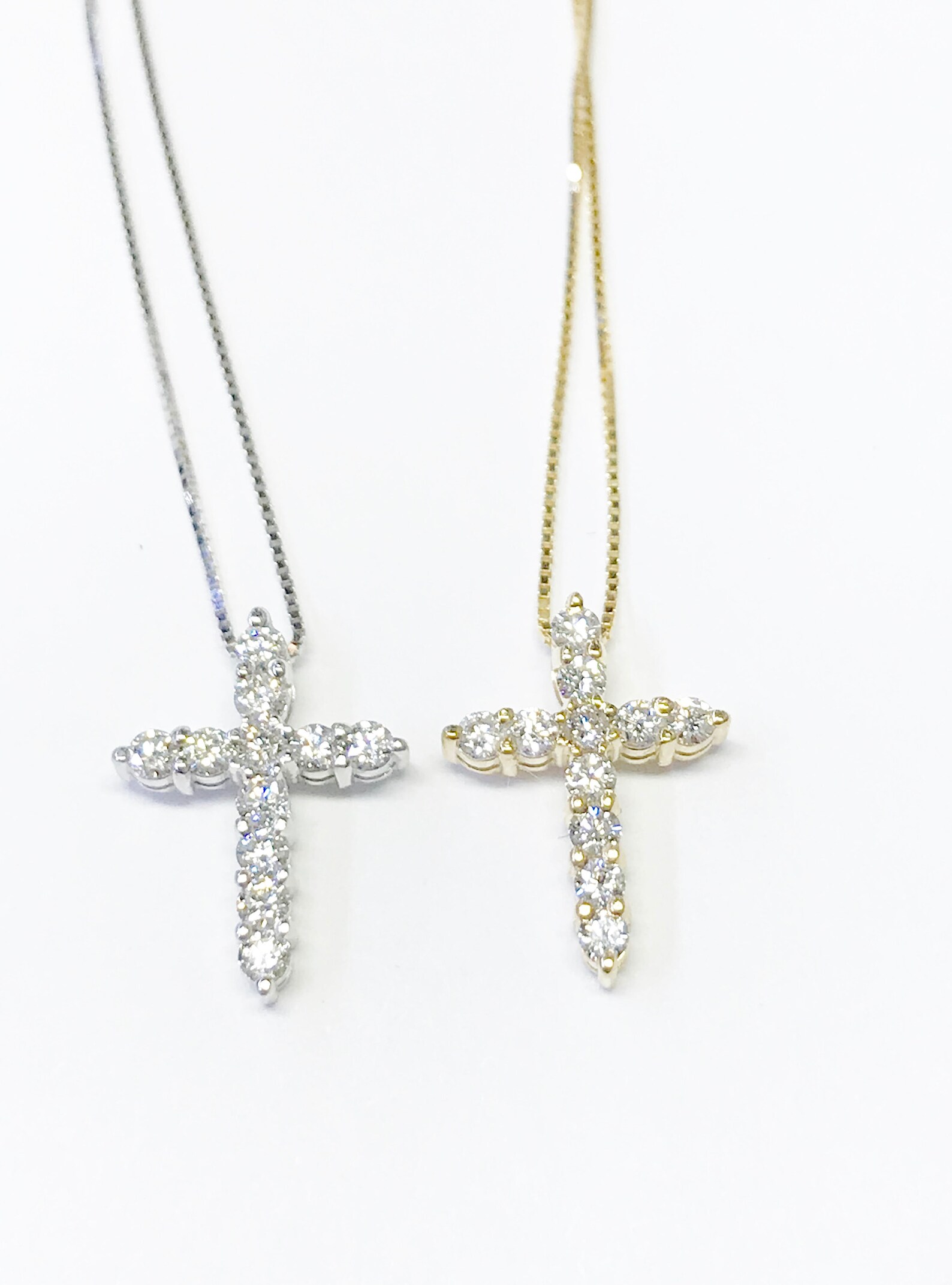 0.25CT Diamond Cross Shape 11 Round Brilliant Stones Prong Set Necklace ...